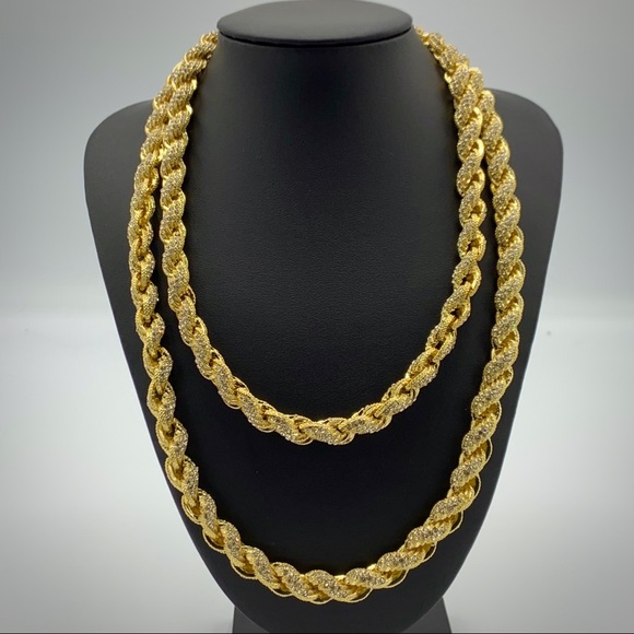 Accessories | 1mm Iced Rope Chain Gold 1822 | Poshmark